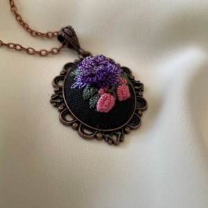 Hand Embroidered Purple Necklace,hand Embroidered Necklace,embroidered ...