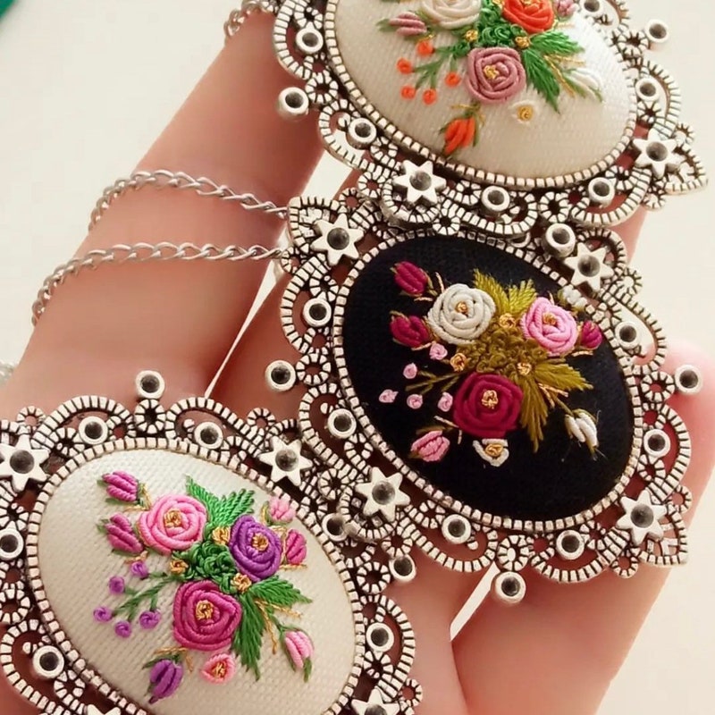 Embroidery Pendant - Etsy