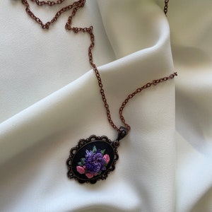 Hand Embroidered Purple Necklace,hand Embroidered Necklace,embroidered ...