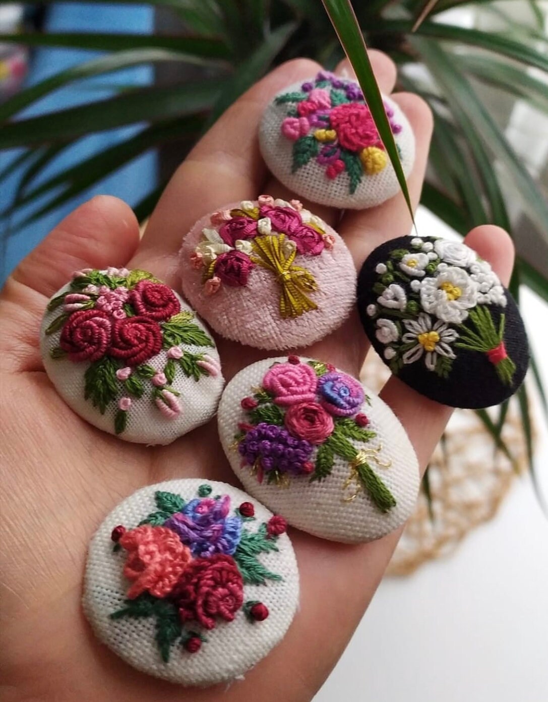 Hand Embroidered Bouquet Necklace,hand Embroidered Necklace,embroidered ...