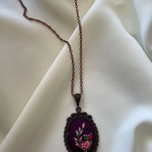 Hand Embroidered Purple Necklace,hand Embroidered Necklace,embroidered ...
