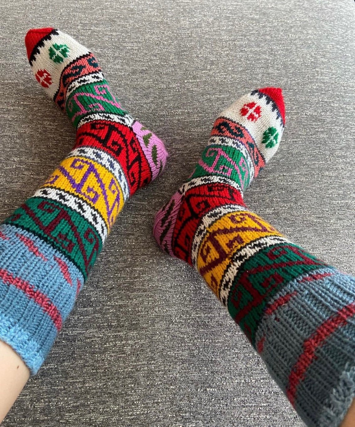 Wool Socks-hand Made Wool Socks-%100 Hand Madeknitted Woolly Slipper ...