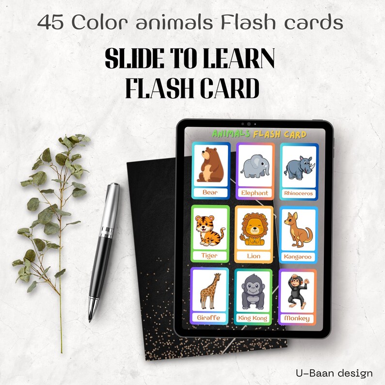 45 Color Animals Flash Cards, Montessori Learning, Educational ...