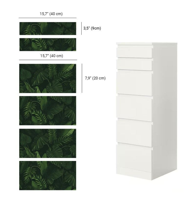 Ikea Malm Decal Botanical Dark Leaves Dresser Sticker - Etsy