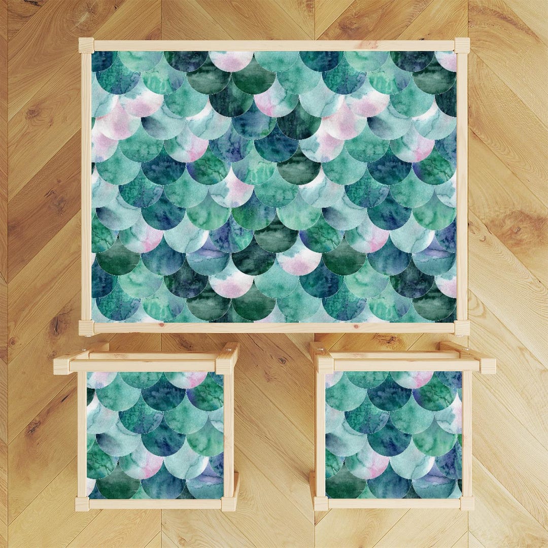 Ikea LATT Table and Chairs Decals \ Watercolor Fish Scales \ Table ...