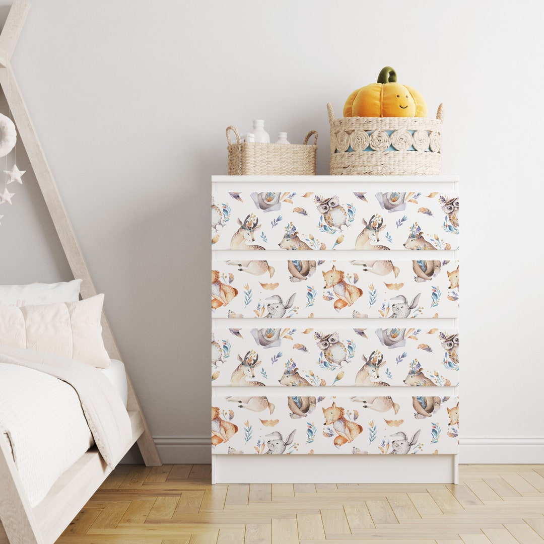 Ikea Malm Decal for Kids \ Cute Forest Animals \ Dresser Sticker ...