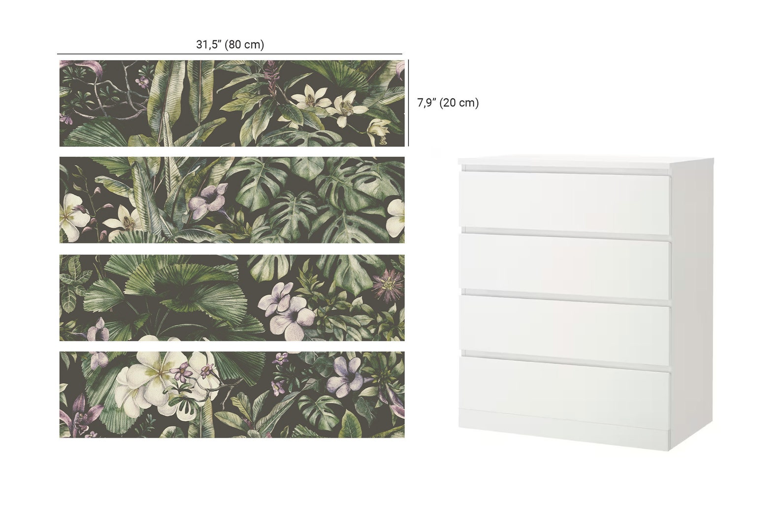 Ikea Malm Decal \ Thunbergia Shrub \ Dresser Sticker \ Removable Decal ...