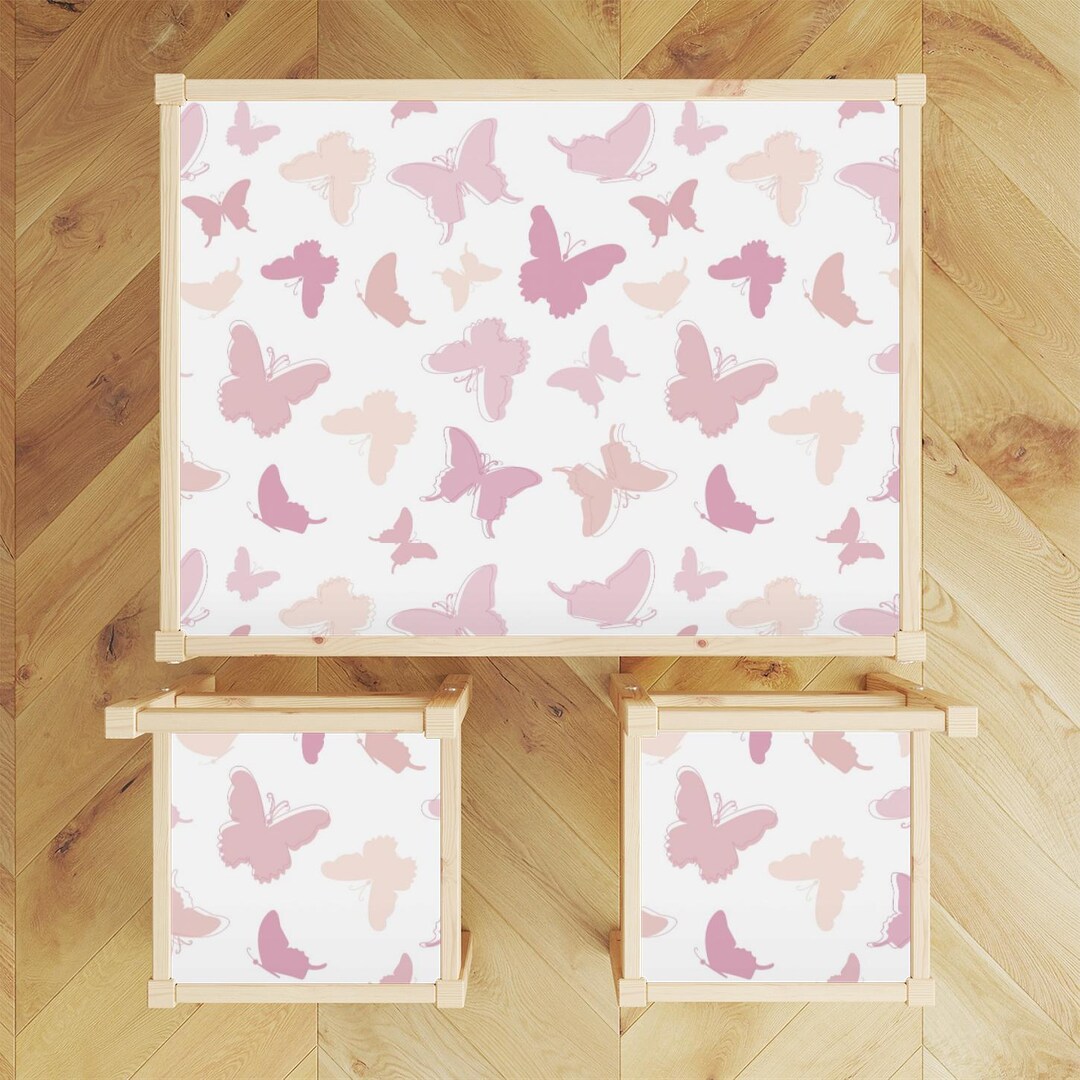 Ikea LATT Table and Chairs Decals \ Pastel Pink Butterflies \ Table ...