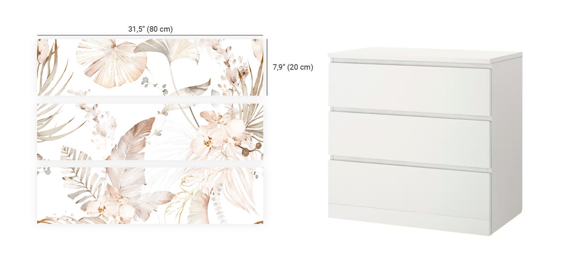 Ikea Malm Decal Orchid Flower \ Dresser Sticker \ Removable Decal ...