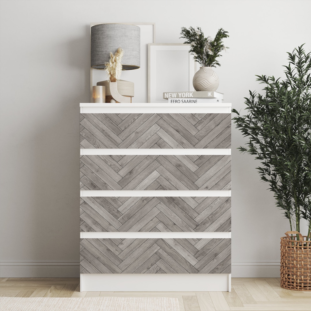 Ikea Malm Decal Gray Wooden Parquet \ Dresser Sticker \ Removable Decal ...