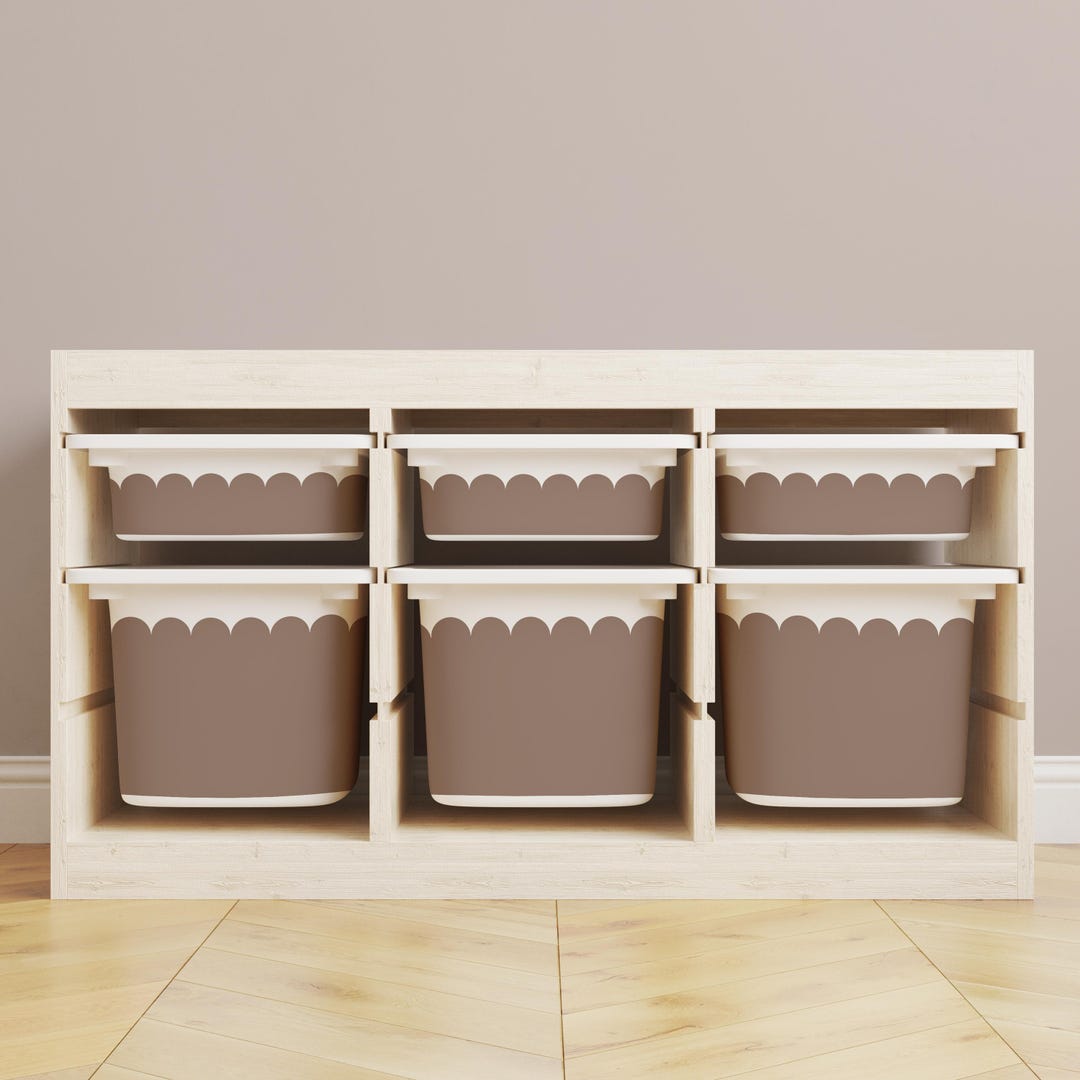 Scalloped Trofast Bin Stickers, Pastel Brown Set Decals, Ikea Organizer ...