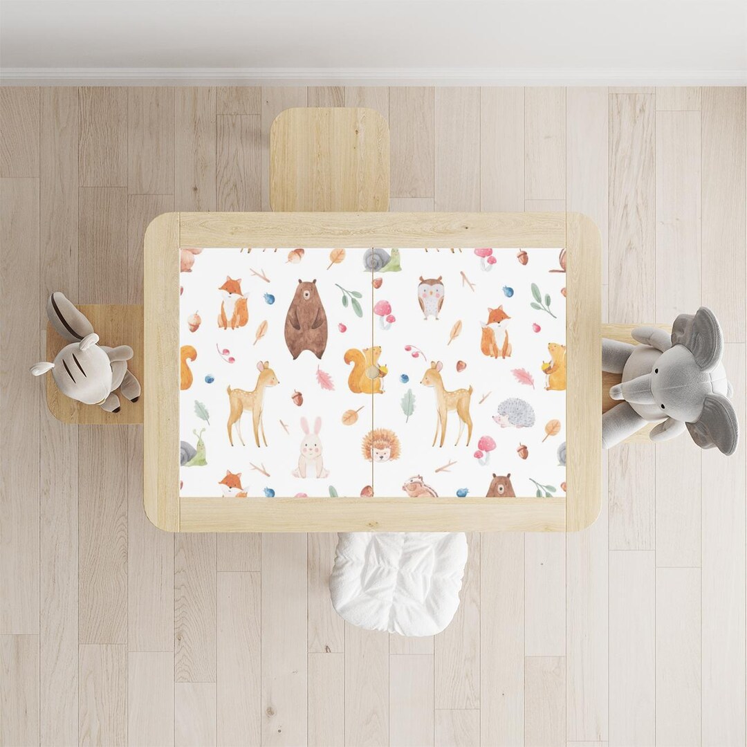 Ikea Flisat Table Sticker, Watercolor Forest Animals, Kids Room ...