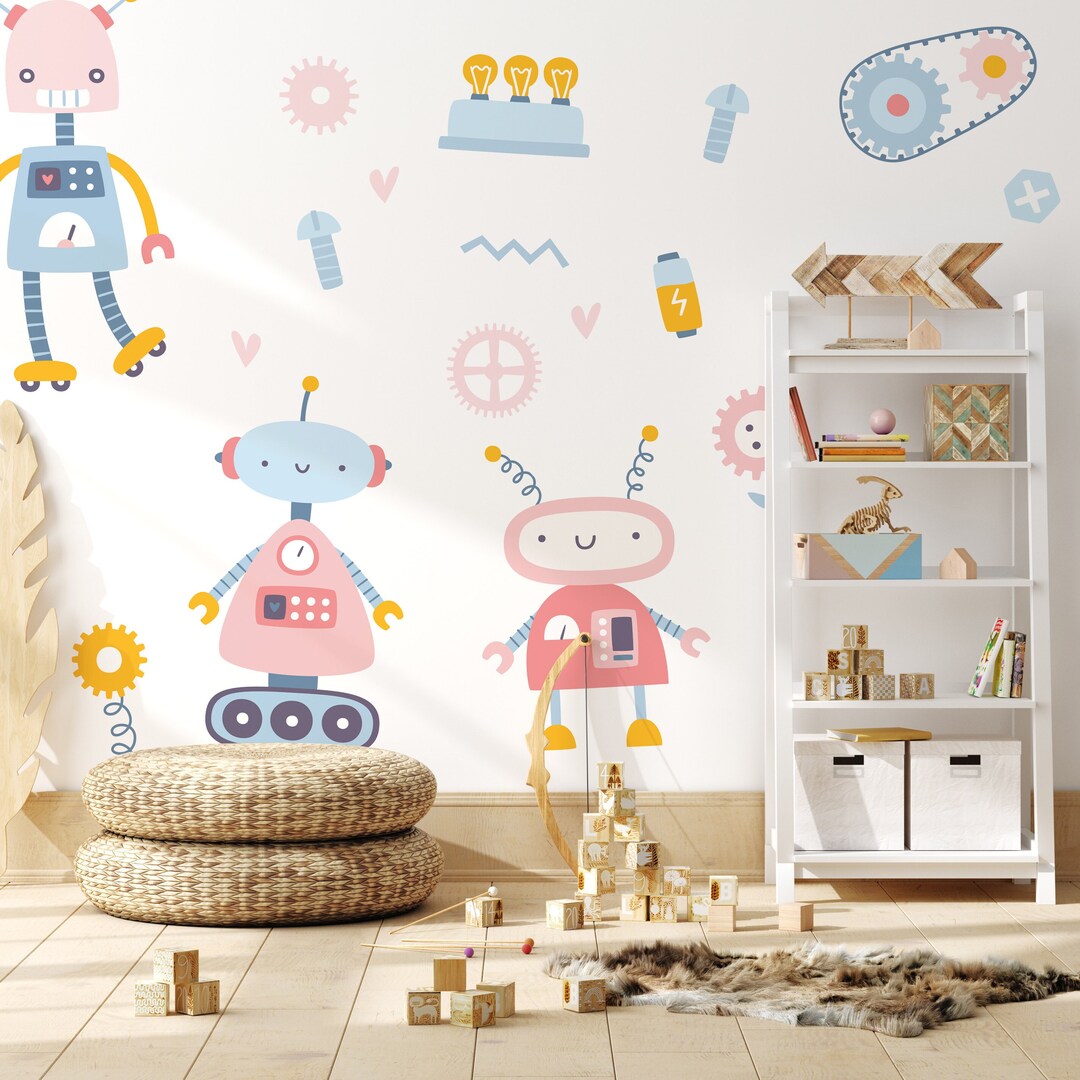 Pastel Robot Joy \ Wall Decal \ Removable Wall Stickers \ Self Adhesive ...