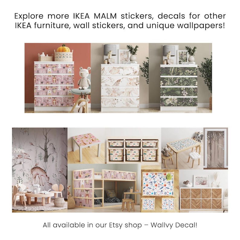 Ikea Malm Decal for Kids \ Cute Forest Animals \ Dresser Sticker ...