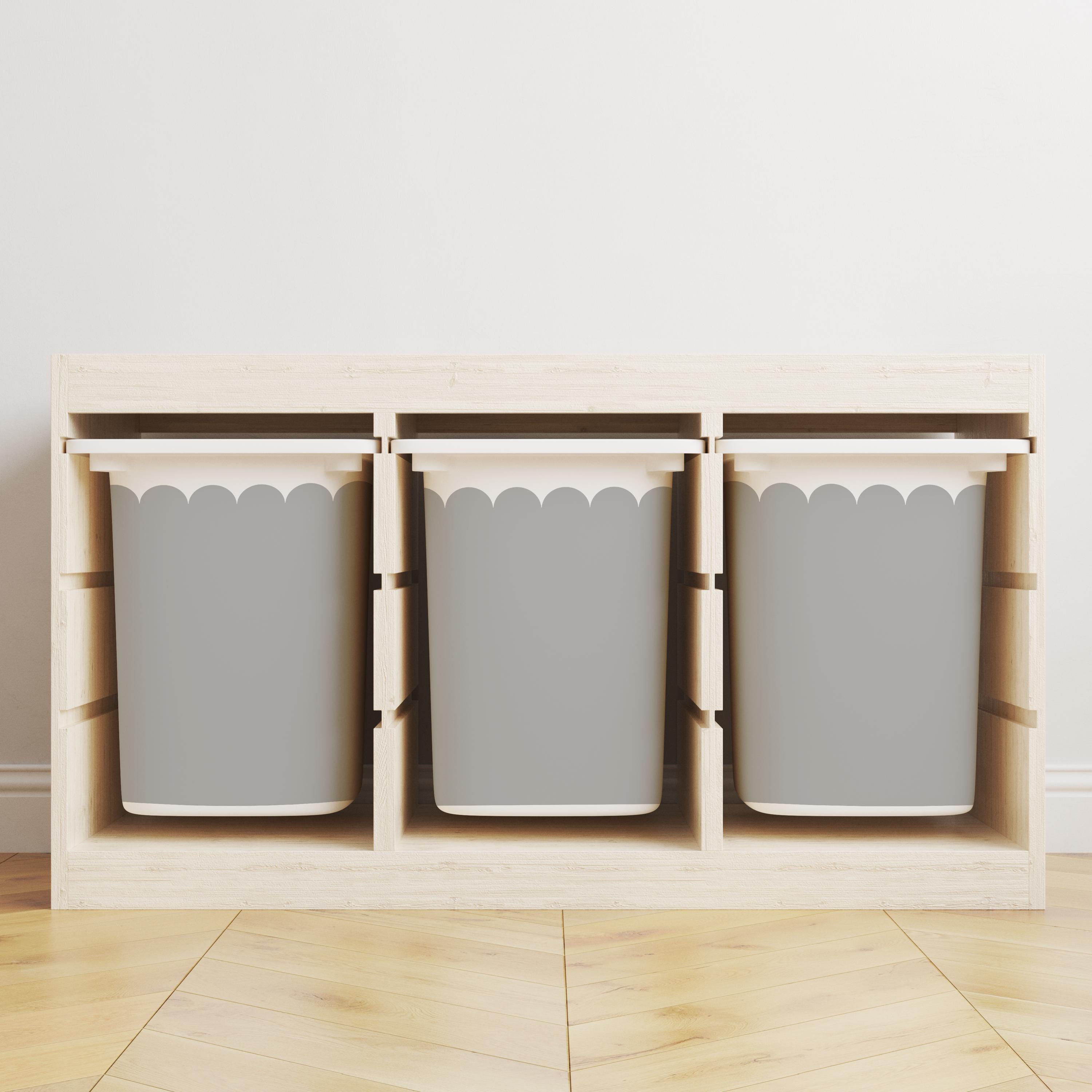 Scalloped Trofast Bin Stickers, Pastel Gray Drawer Wraps, Minimalist ...