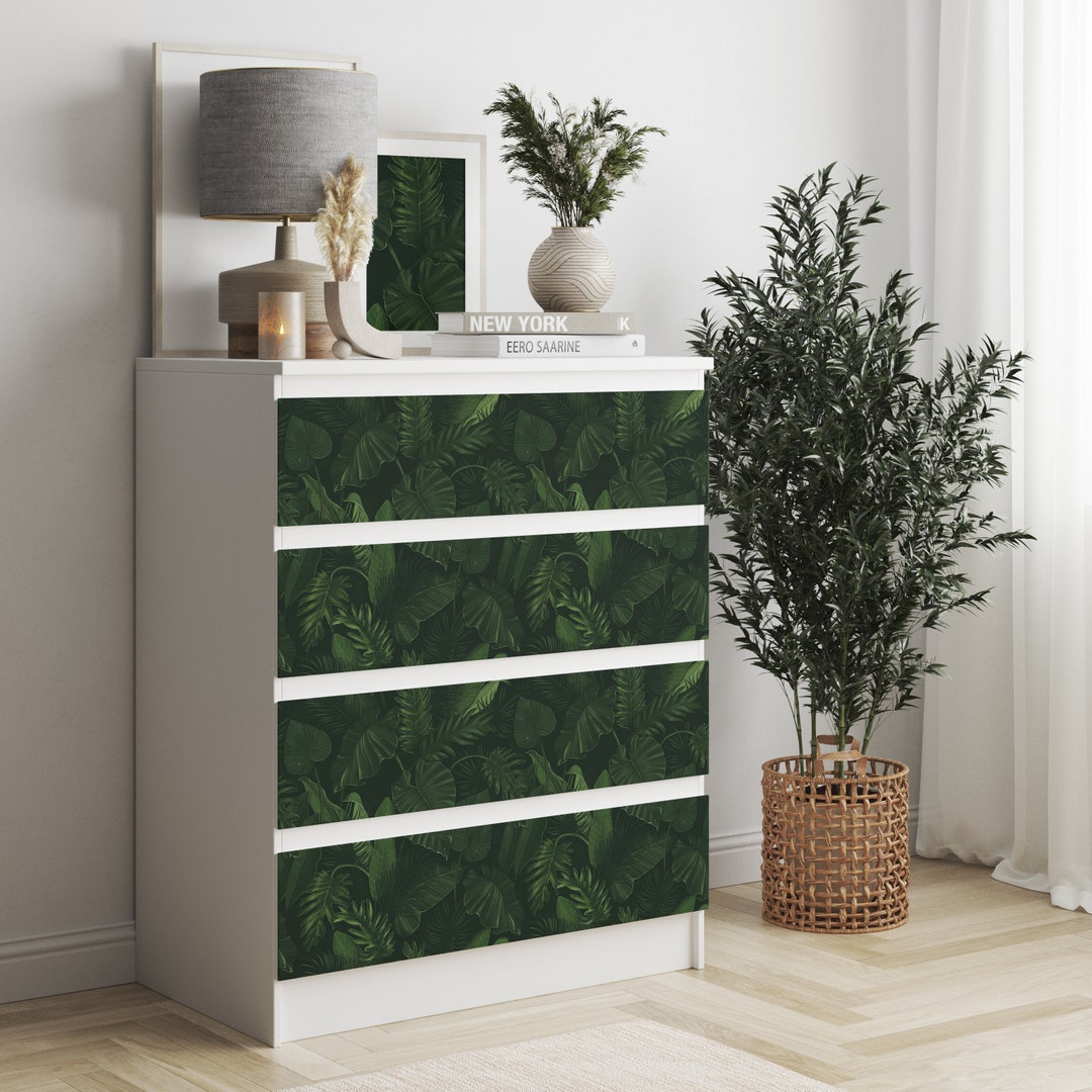 Ikea Malm Decal Botanical Dark Leaves \ Dresser Sticker \ Removable ...