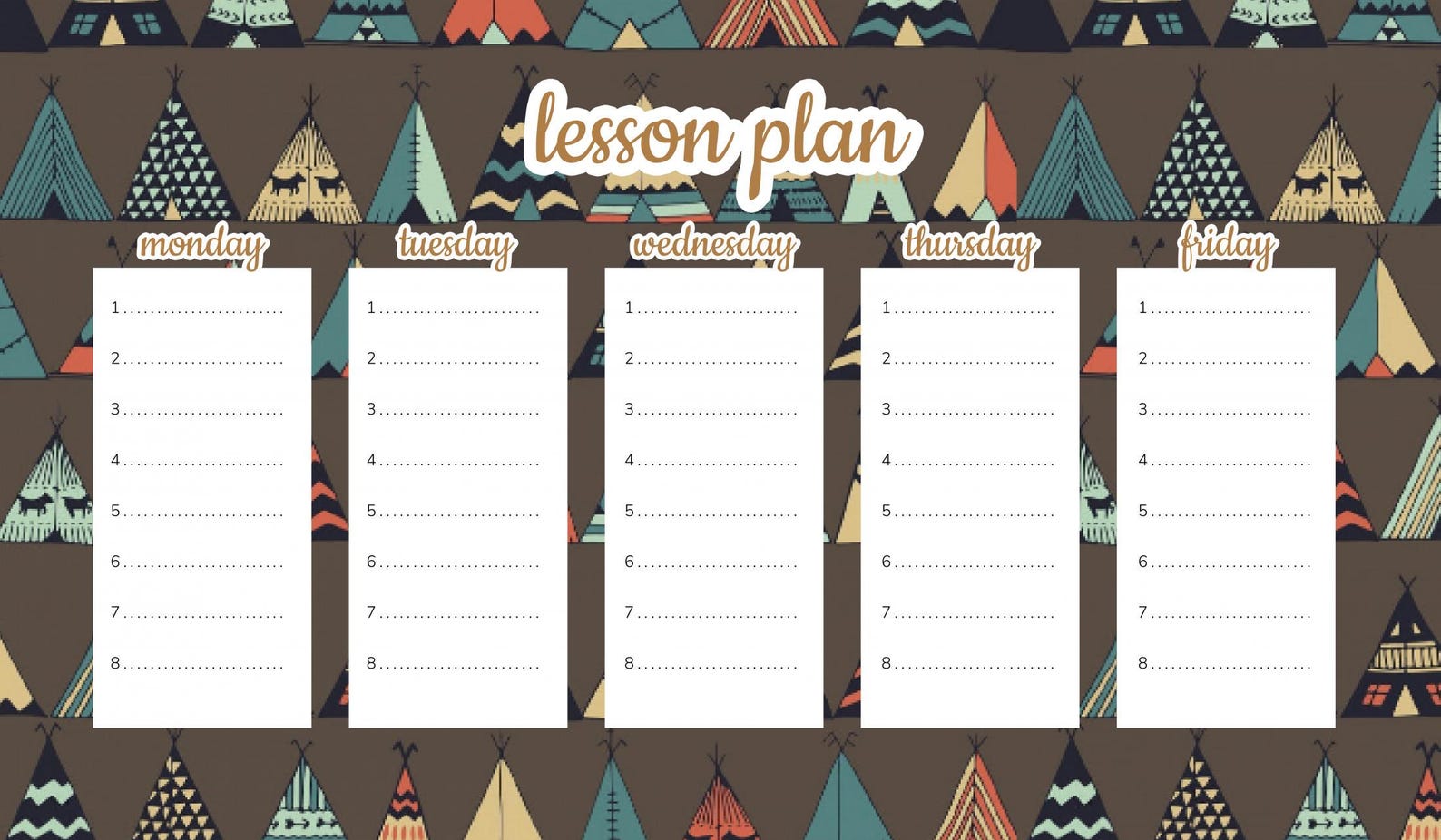Magnetic Lesson Plan Cartoon Teepees - Etsy