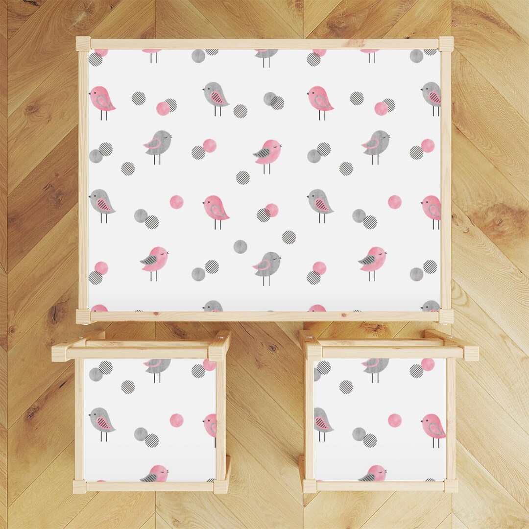 Ikea LATT Table and Chairs Decals \ Watercolor Sparrows \ Table Sticker ...