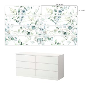 Ikea Malm Decal \ Green and Golden Leaves \ Dresser Sticker \ Removable ...