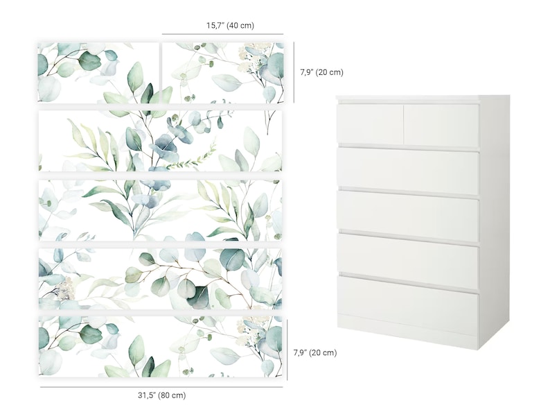 Ikea Malm Decal Green and Golden Leaves Dresser Sticker - Etsy