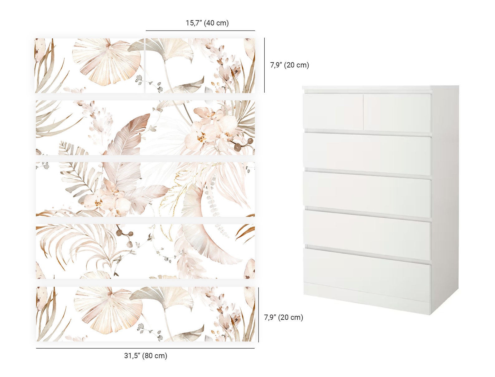 Ikea Malm Decal Orchid Flower \ Dresser Sticker \ Removable Decal ...