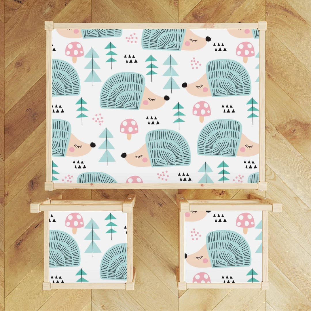 Ikea LATT Table and Chairs Decals \ Peaceful Forest Hedgehogs\ Table ...