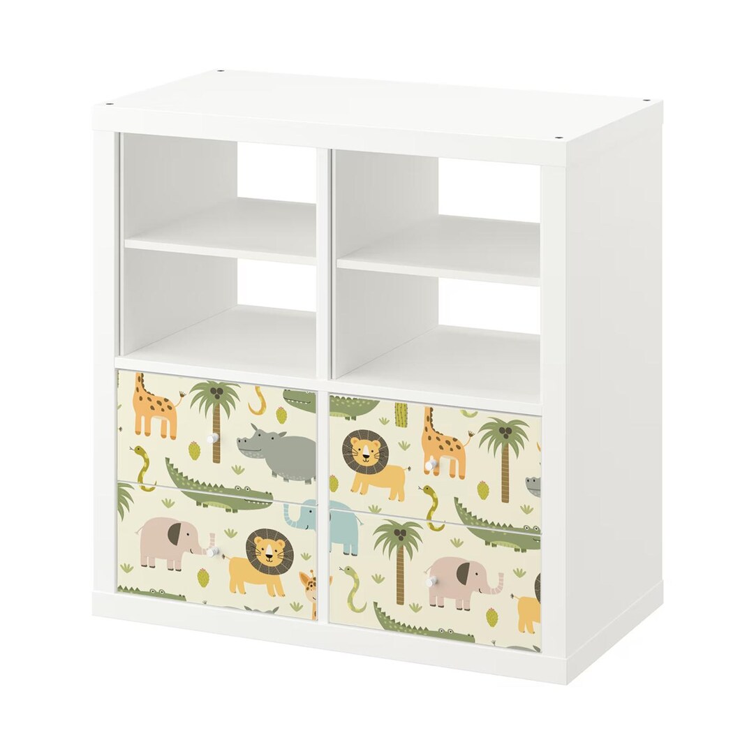 Warm Safari Animals Ikea Kallax Drawers Sticker, Removable Decal, Ikea ...
