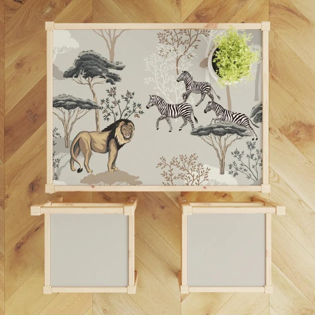 Ikea LATT Table and Chairs Decals \ Jungle Safari \ Table Sticker ...