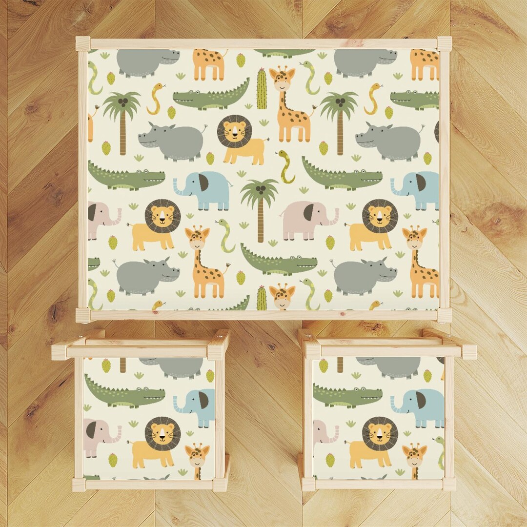 Ikea LATT Table and Chairs Decals \ Safari Adventure \ Table Sticker ...