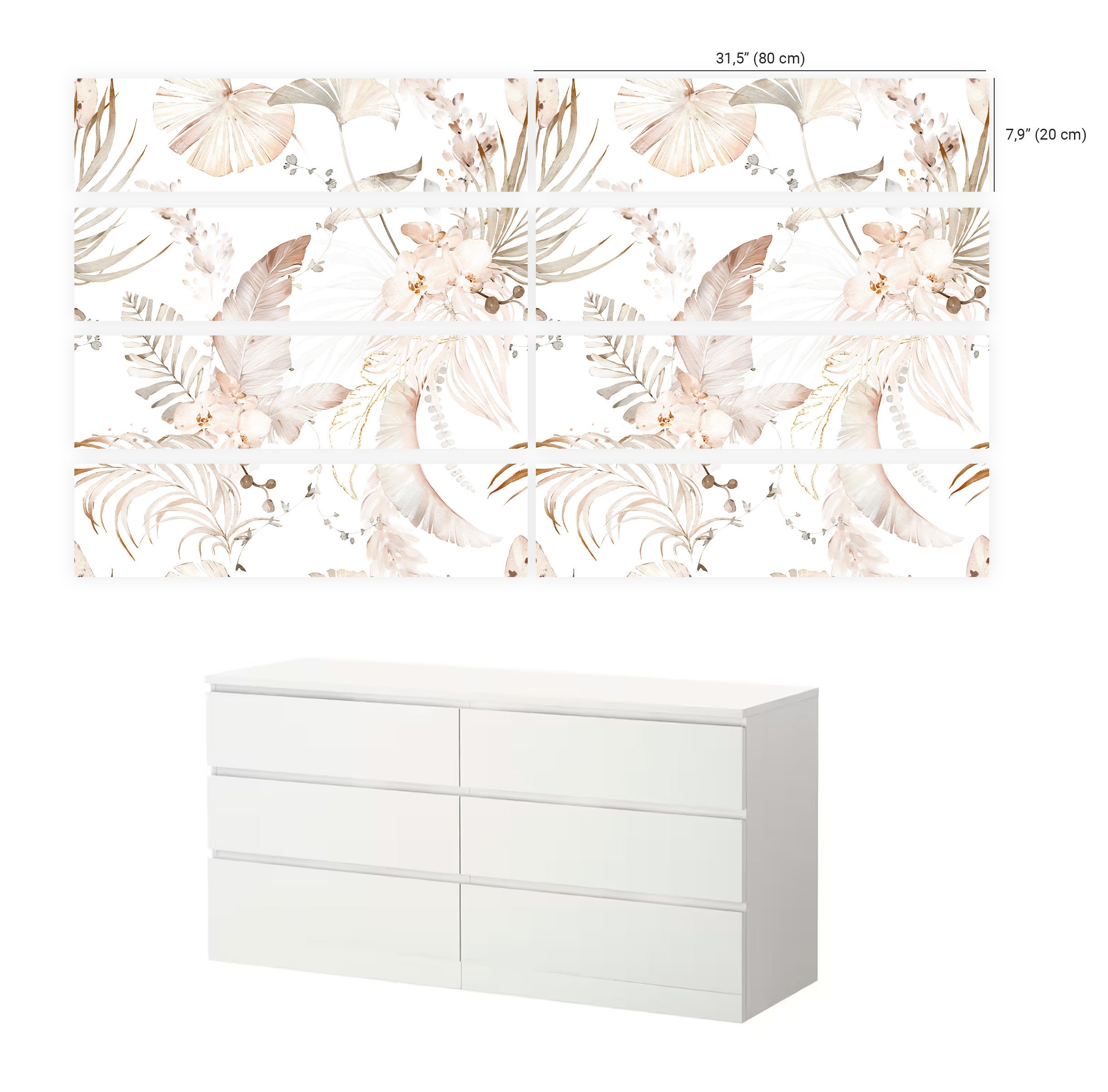 Ikea Malm Decal Orchid Flower \ Dresser Sticker \ Removable Decal ...