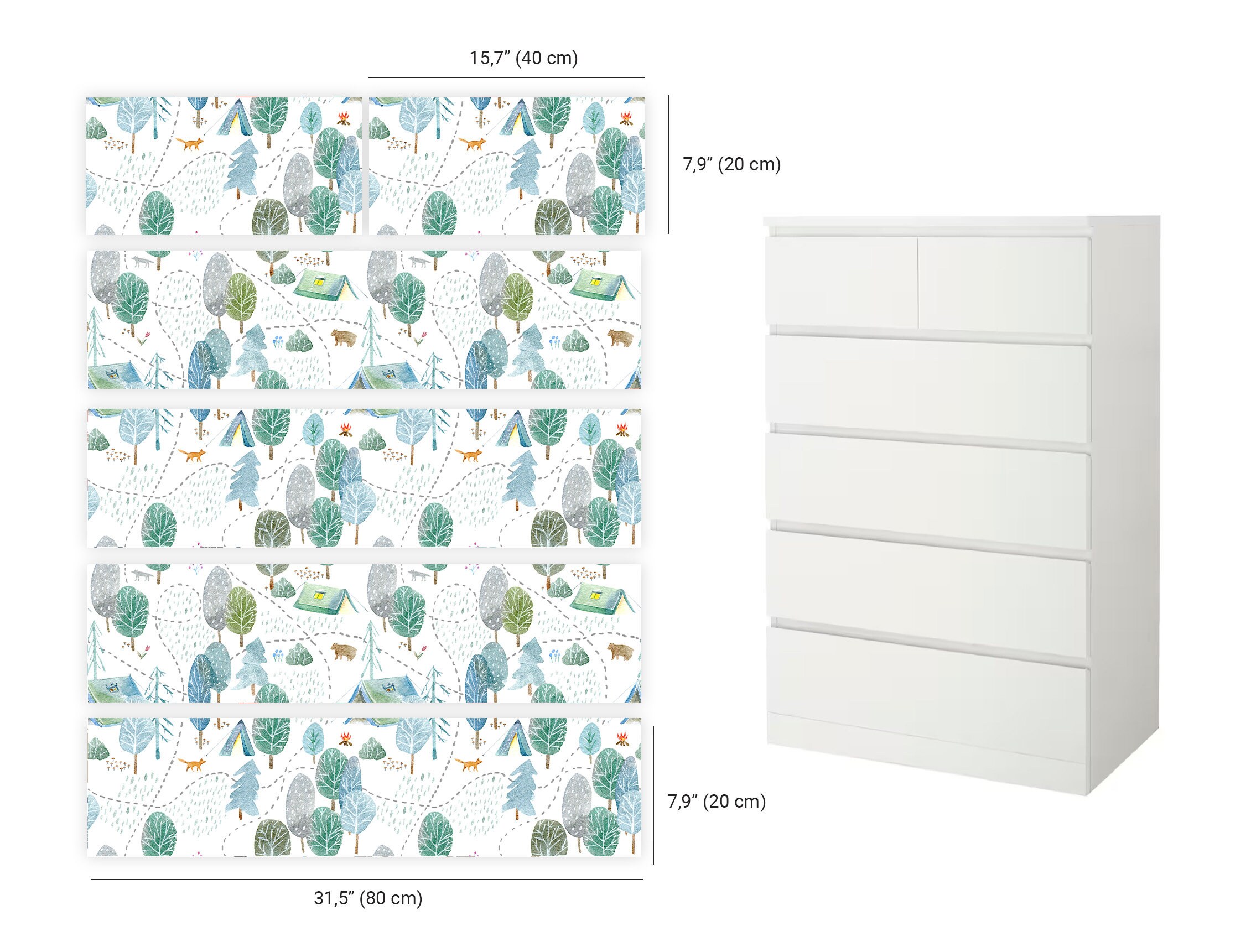 Ikea Malm Decal for Kids \ Campside \ Dresser Sticker \ Removable Decal ...