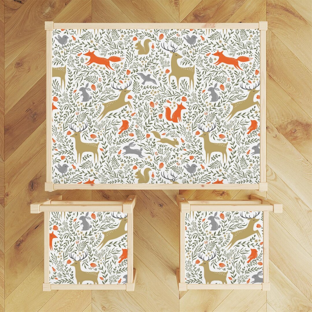 Ikea LATT Table and Chairs Decals \ Foxes Friends \ Table Sticker ...