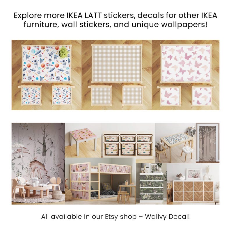 Ikea LATT Table and Chairs Decals \ Pastel Vintage Flowers \ Table ...