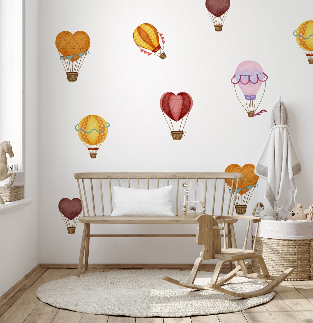 Pink and Yellow Watercolor Balloons \ Wall Decal \ Removable Wall ...