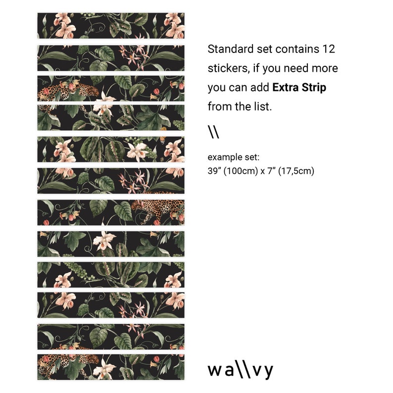 Gepard in the Jungle Decal \ Dark Flowers Sticker \ Botanical Removable ...