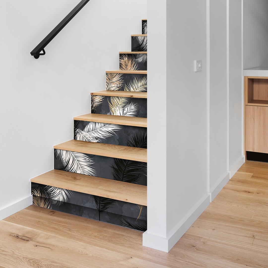 Gold and White Feathers Decal \ Dark Pattern Sticker \ Vintage ...