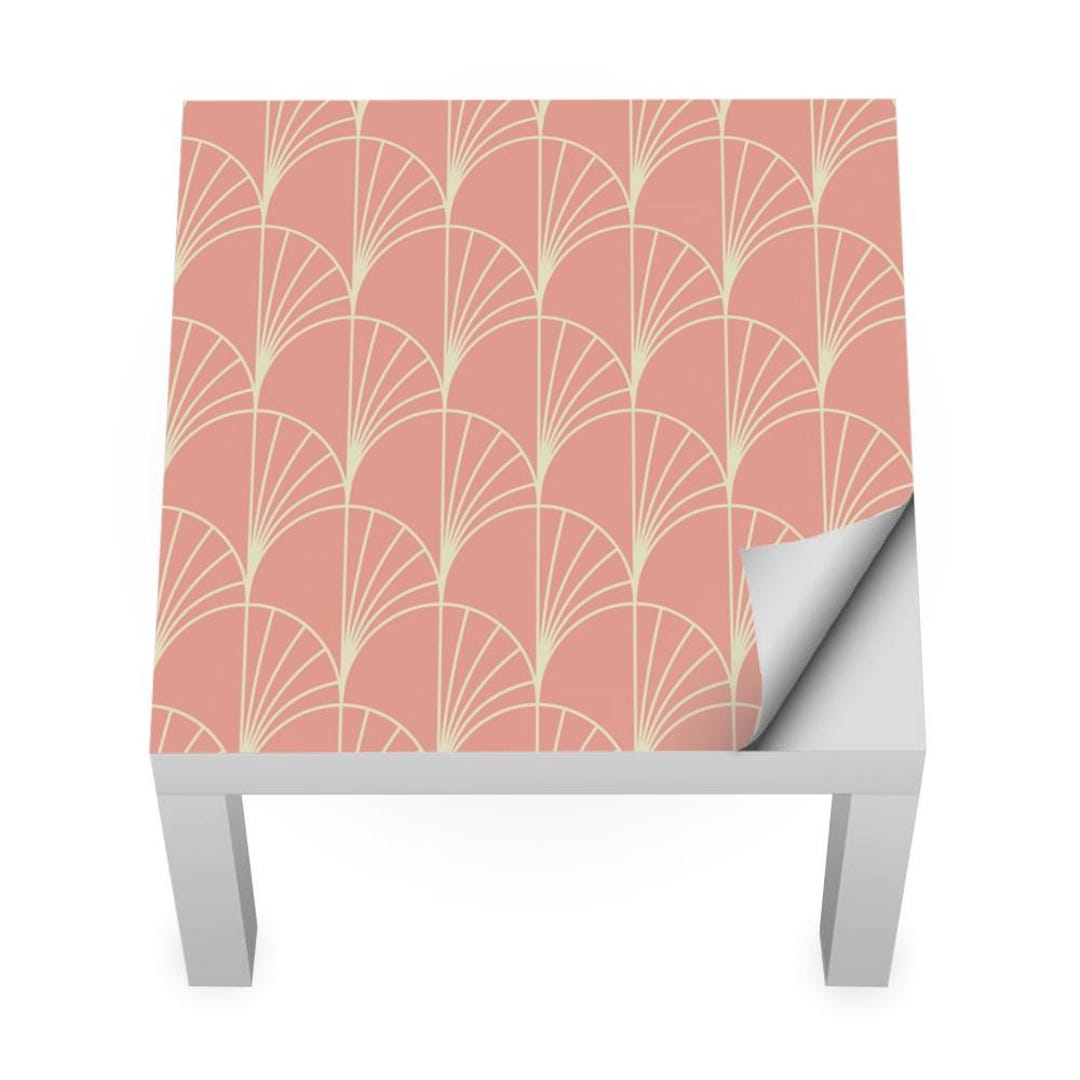 Sticker for IKEA LACK Table, Art Deco Salmon Pink, Geometric Vintage ...
