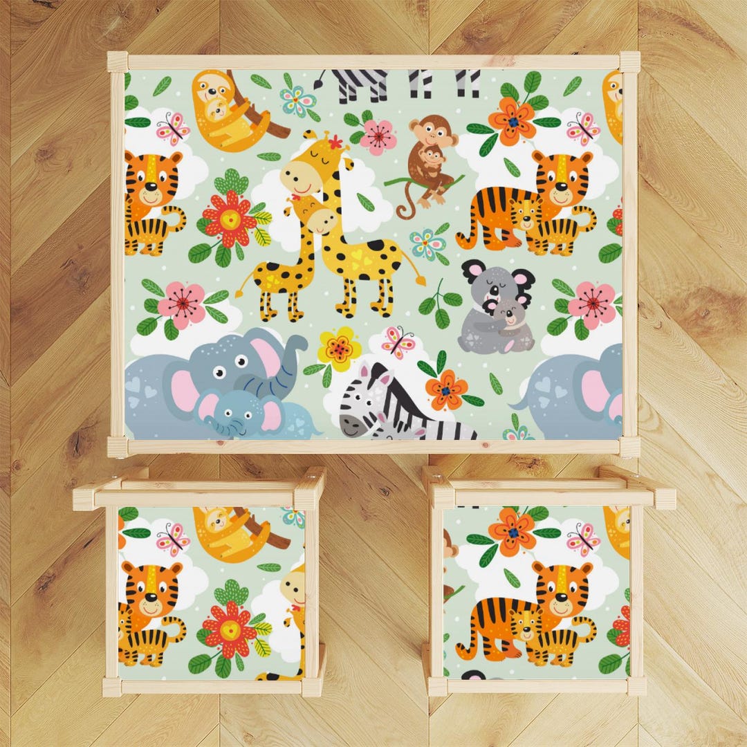 Ikea LATT Table and Chairs Decals \ Jungle Family Fun \ Table Sticker ...