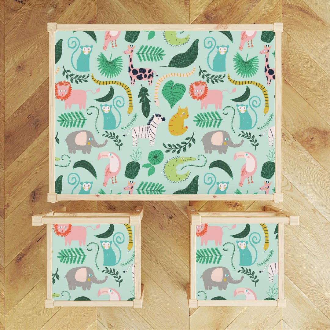 Ikea LATT Table and Chairs Decals \ Turquoise Jungle Safari \ Table ...