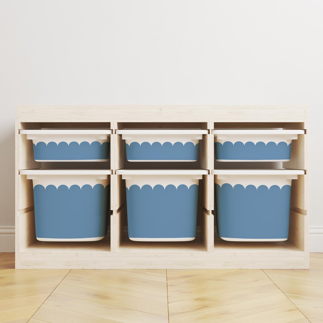 Scalloped Trofast Bin Stickers, Cool Blue Set Drawer Decals, Ikea ...