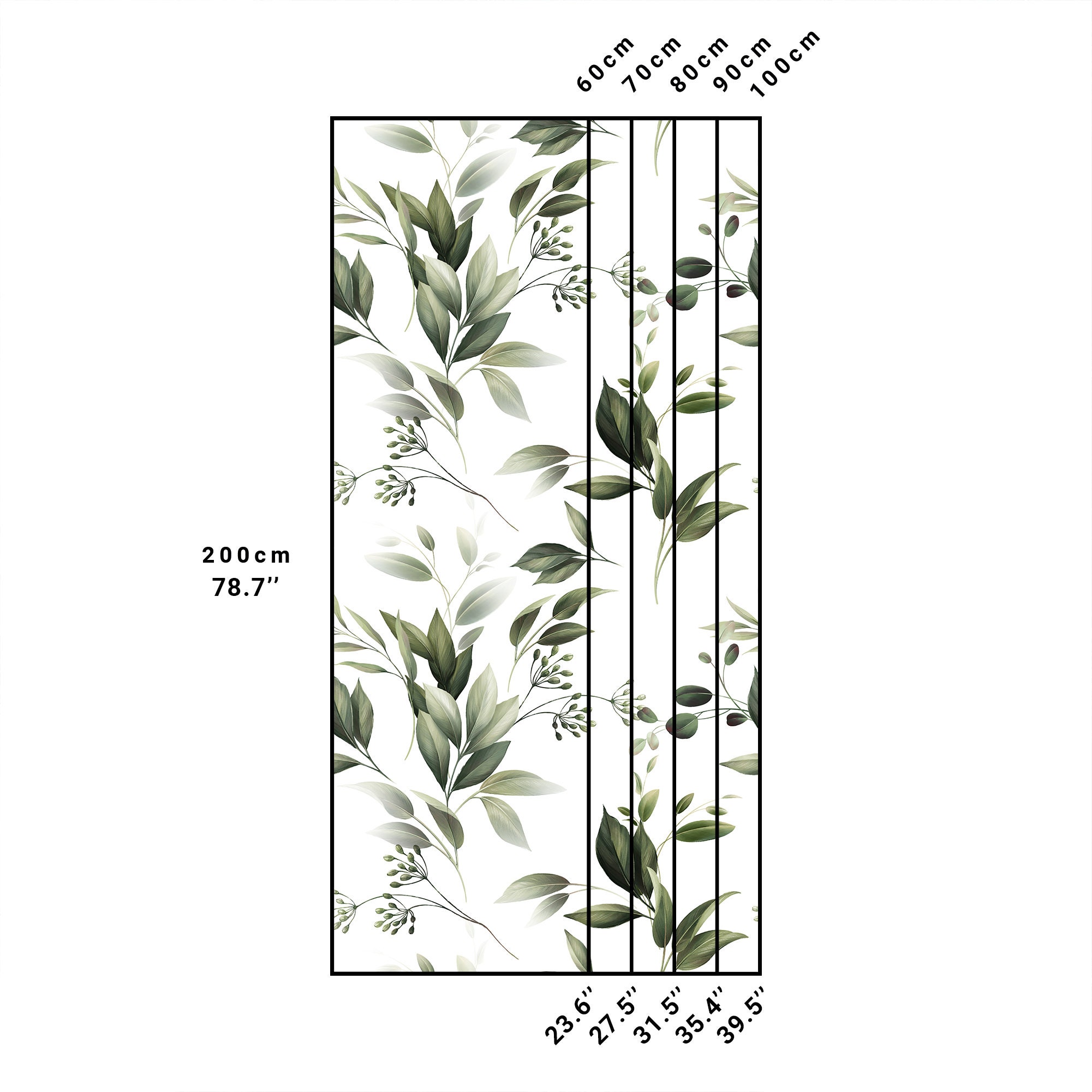 Green Leaves Door Decal Door Sticker Peel and Stick Vinyl - Etsy