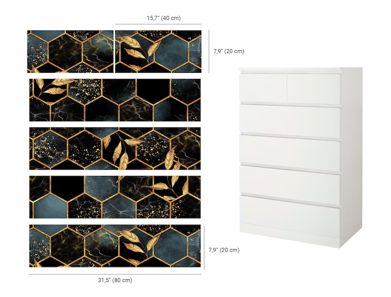 Ikea Malm Decal Dark Honeycomb \ Dresser Sticker \ Removable Decal ...