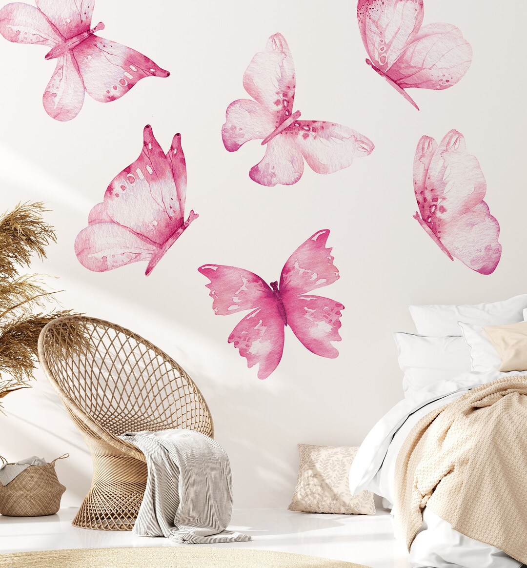 Pink Butterflies \ Wall Decal \ Removable Wall Stickers \ Self Adhesive ...