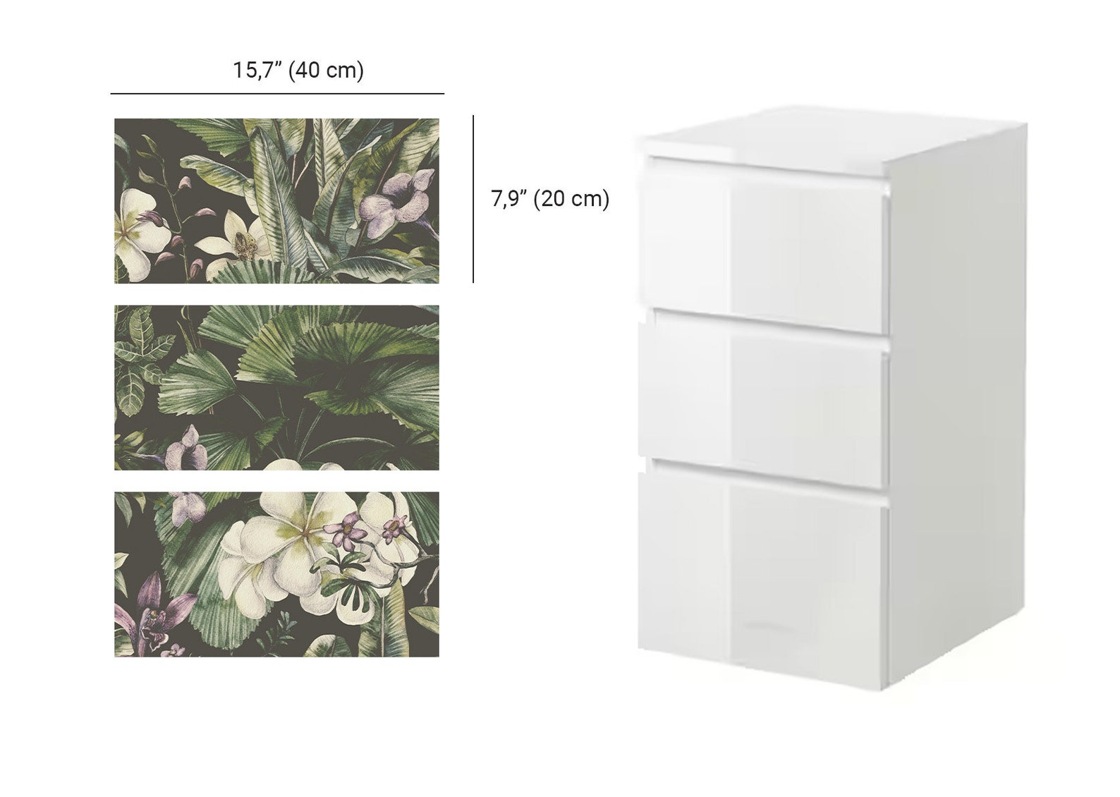 Ikea Malm Decal \ Thunbergia Shrub \ Dresser Sticker \ Removable Decal ...
