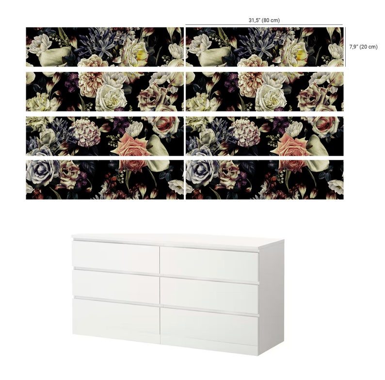 Ikea Malm Decal Bouquet Dresser Sticker Removable Decal - Etsy