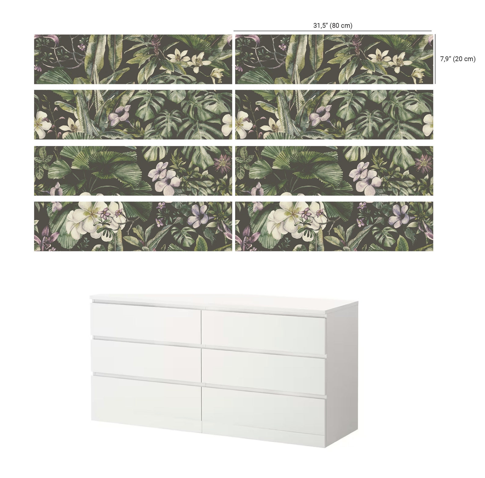 Ikea Malm Decal \ Thunbergia Shrub \ Dresser Sticker \ Removable Decal ...