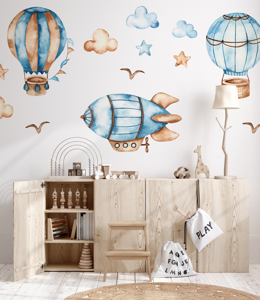 Soft Watercolor Balloons \ Wall Decal \ Removable Wall Stickers \ Self ...