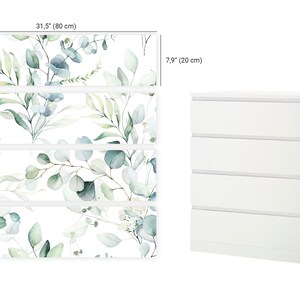 Ikea Malm Decal \ Green and Golden Leaves \ Dresser Sticker \ Removable ...