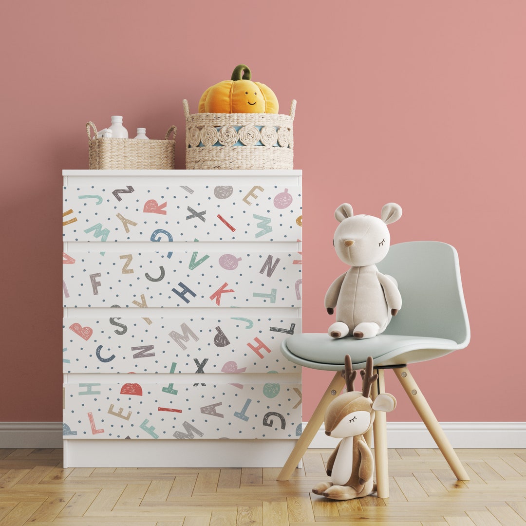 Ikea Malm Decal for Kids \ Letters \ Dresser Sticker \ Removable Decal ...