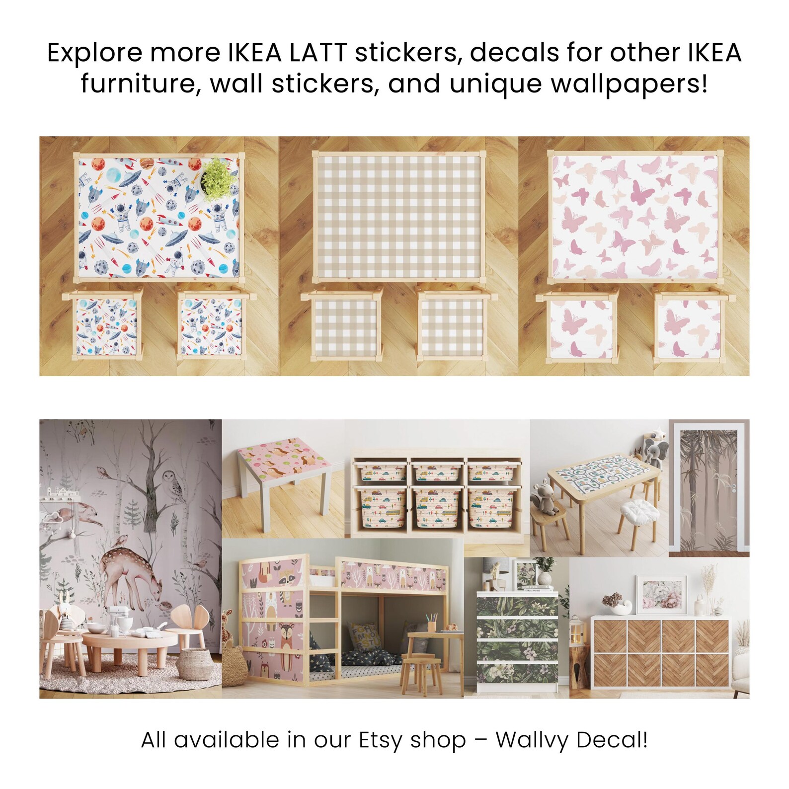 Ikea LATT Table and Chairs Decals \ Green Polka Dots \ Table Sticker \ Removable Furniture ...